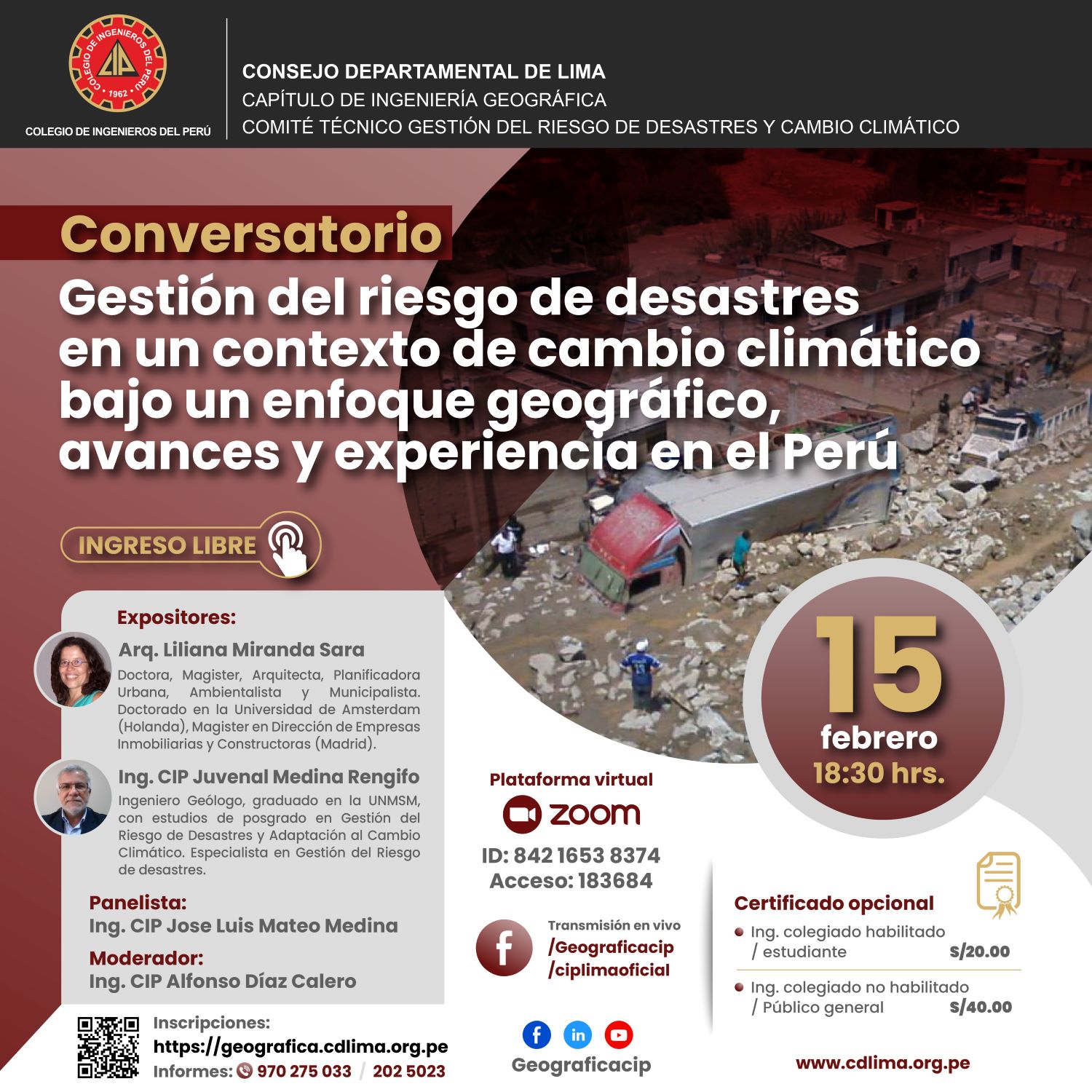 Conversatorio «Gestión del riesgo de desastres en un contexto de cambio ...