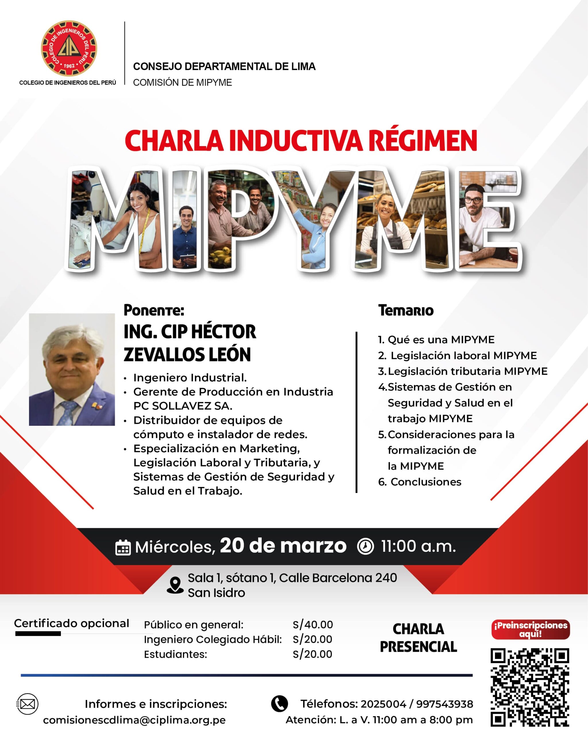 Charla Inductiva sobre el Régimen MIPYME / Miércoles 20 - 11:00 a.m ...